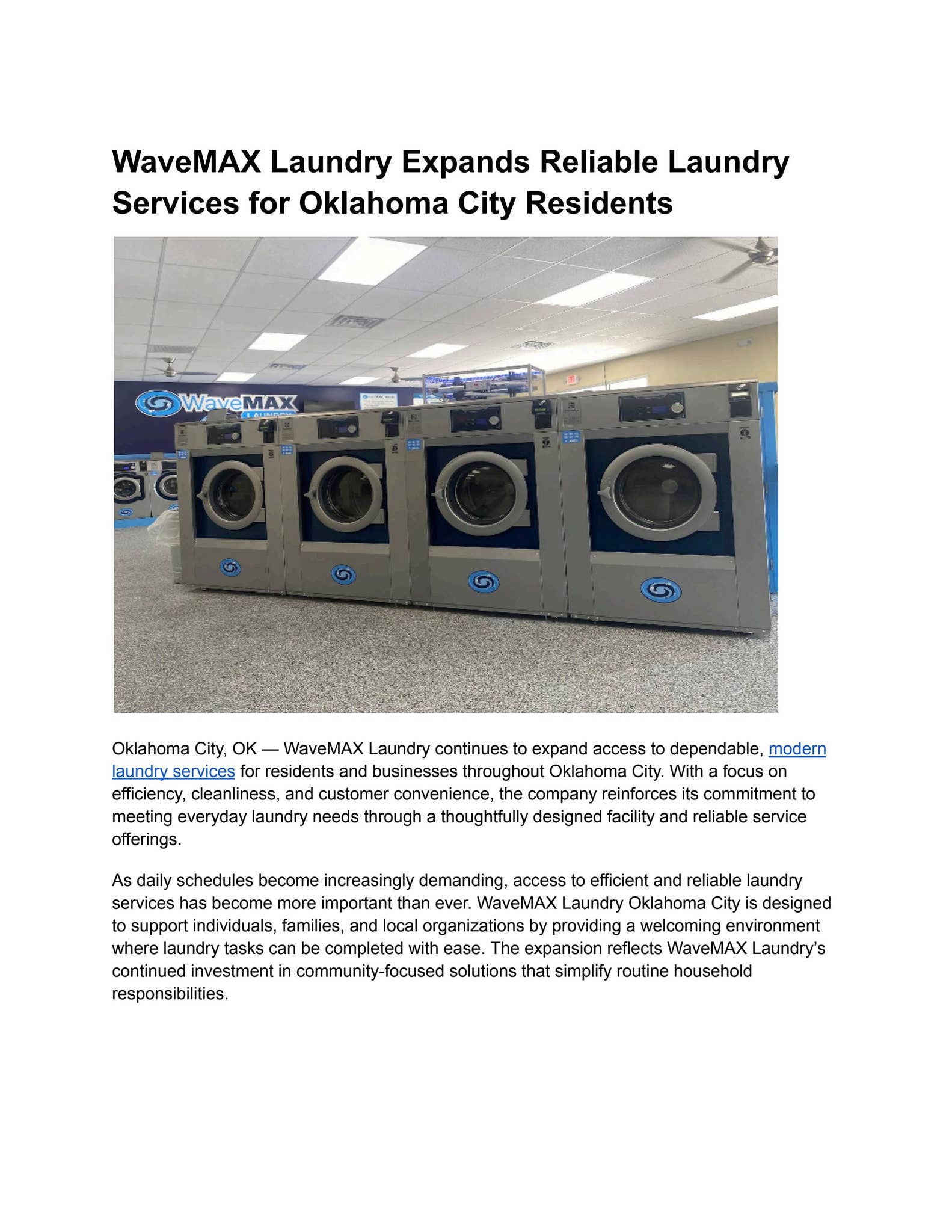 WaveMAX Laundry Expands Reliable Laundry Services for Oklahoma City ...