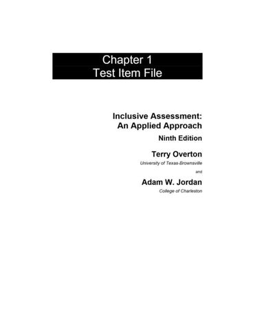 Test Bank For Inclusive Assessment An Applied Approach, 9th Edition by ...