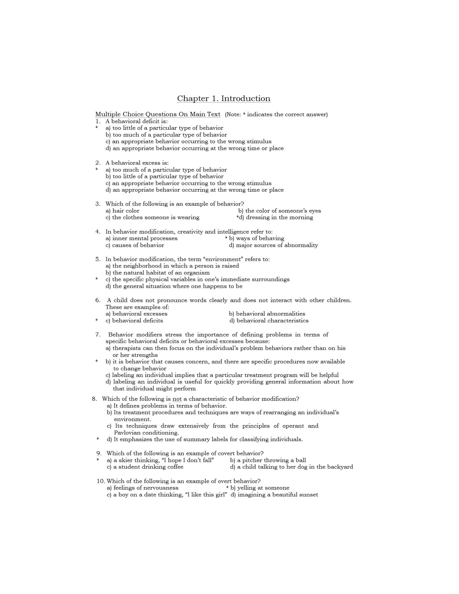 Test Bank for Behavior Modification, What It Is and How To Do It, 11th ...