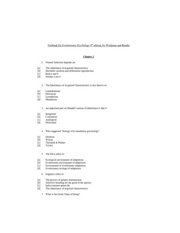 Evolutionary Psychology An Introduction, 4th Edition by Workman, Reader ...