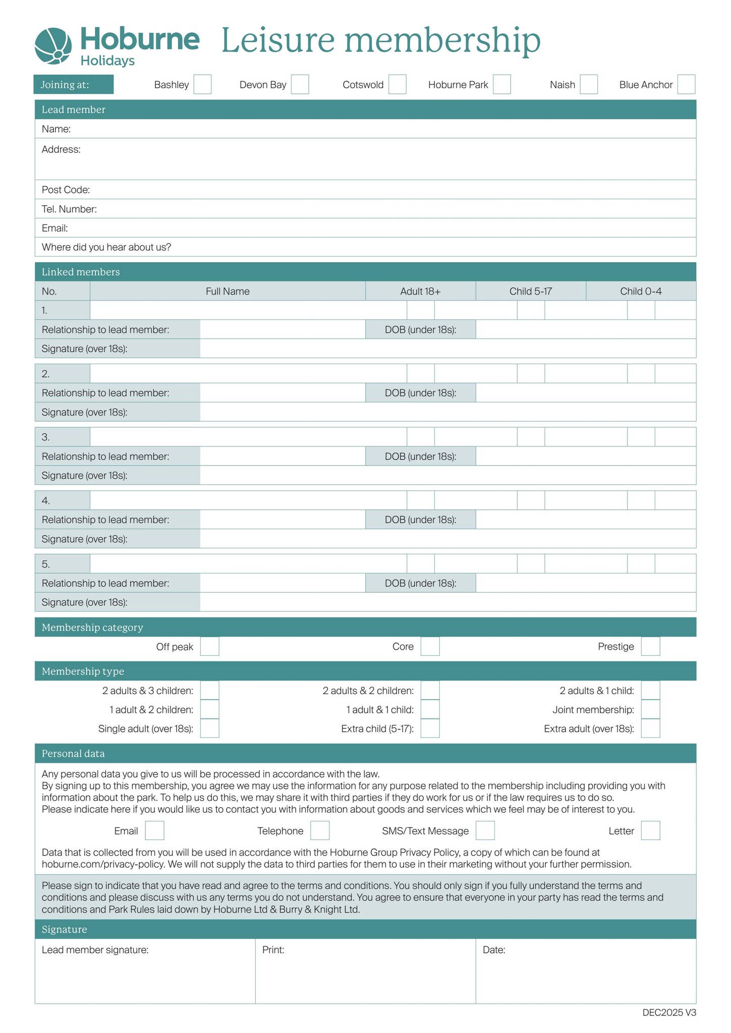 2026 Leisure Membership Form by Hoburne Holidays - Issuu