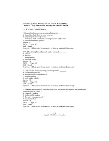 The Economics of Money, Banking and Financial Markets, 8th Canadian ...