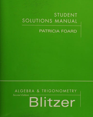 Algebra And Trigonometry 2nd Edition By Patricia Foard STUDENTS ...