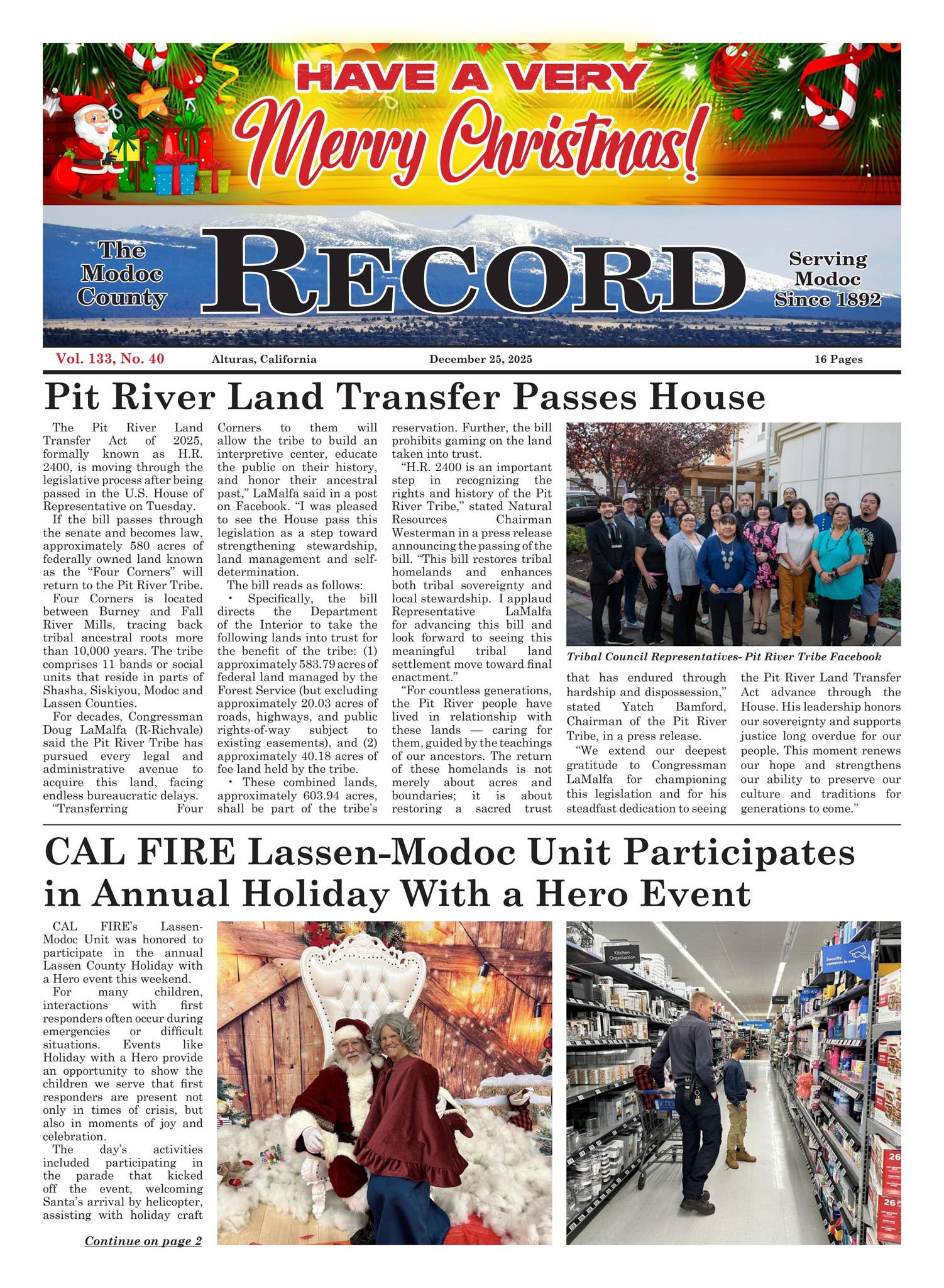 Modoc County Record - Dec 25, 2025 by Mirror Media Group/ Modoc Media ...