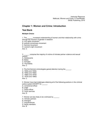 Women, Gender, and Crime, Core Concepts, 1st Edition by Stacy Mallicoat ...