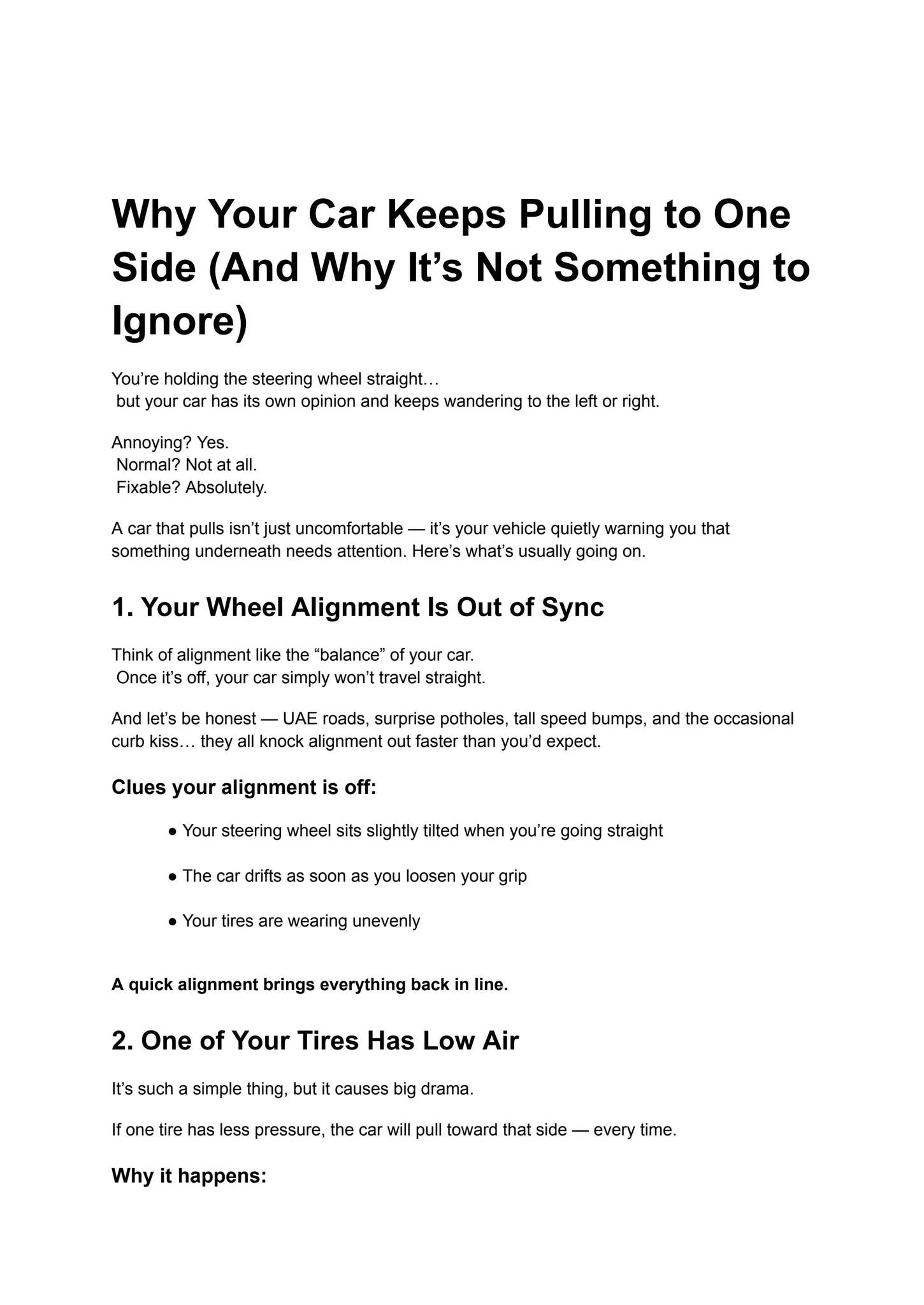 Why Your Car Keeps Pulling to One Side (And Why It’s Not Something to ...