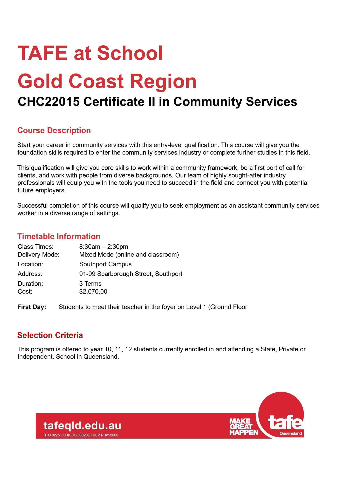 Course Brochure - Certificate II in Community Services - FFS by ...