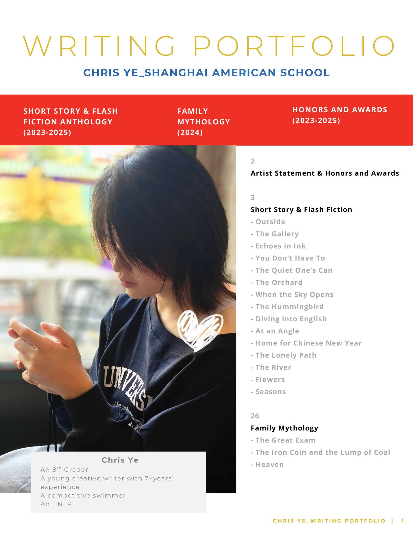 Writing Portfolio_Chris Ye by pilgrimedu.com - Issuu