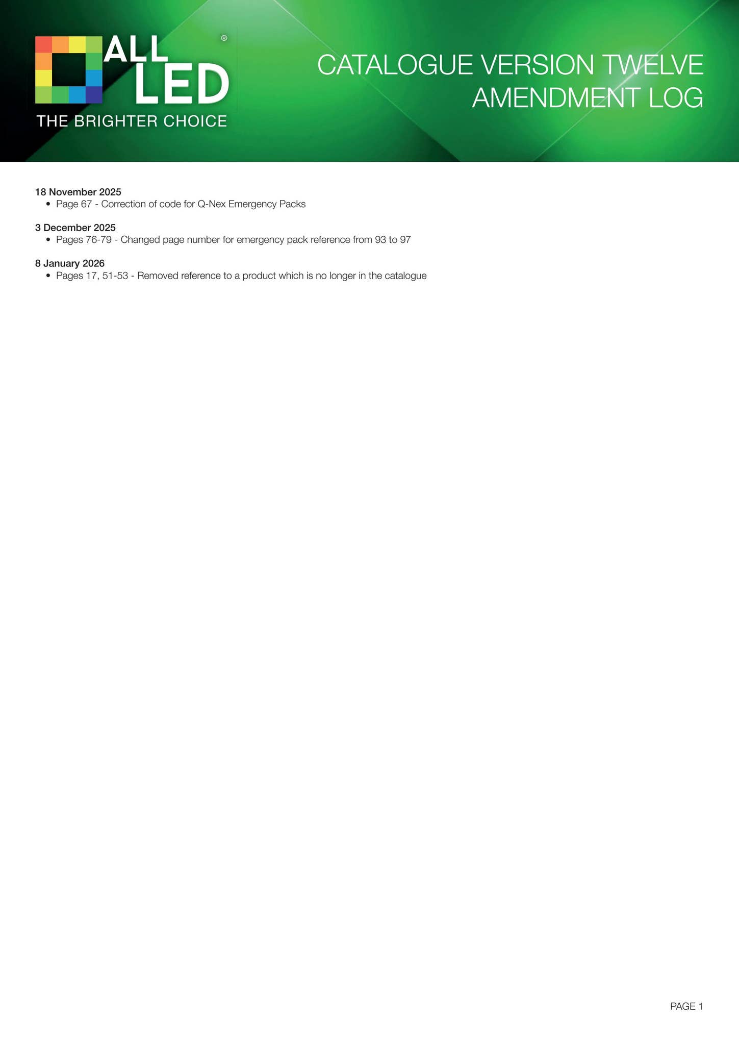 All LED Catalogue Version 12 Amendment Log by ALL LED - Issuu