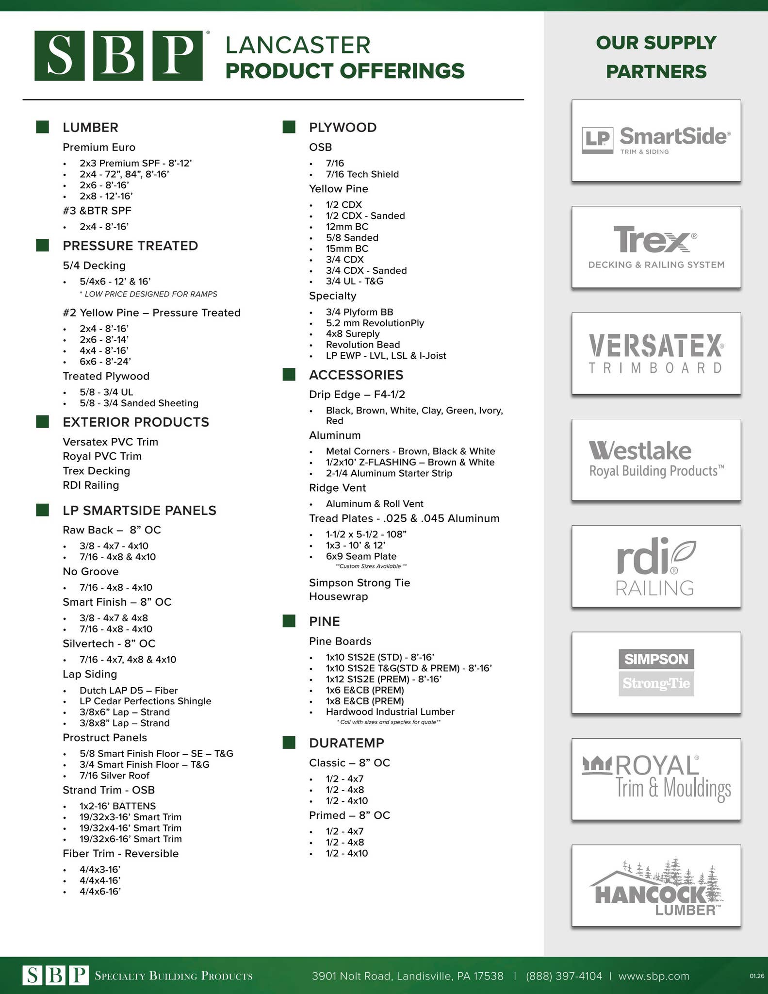 SBP Branch Line Card - Lancaster by Specialty Building Products - Issuu