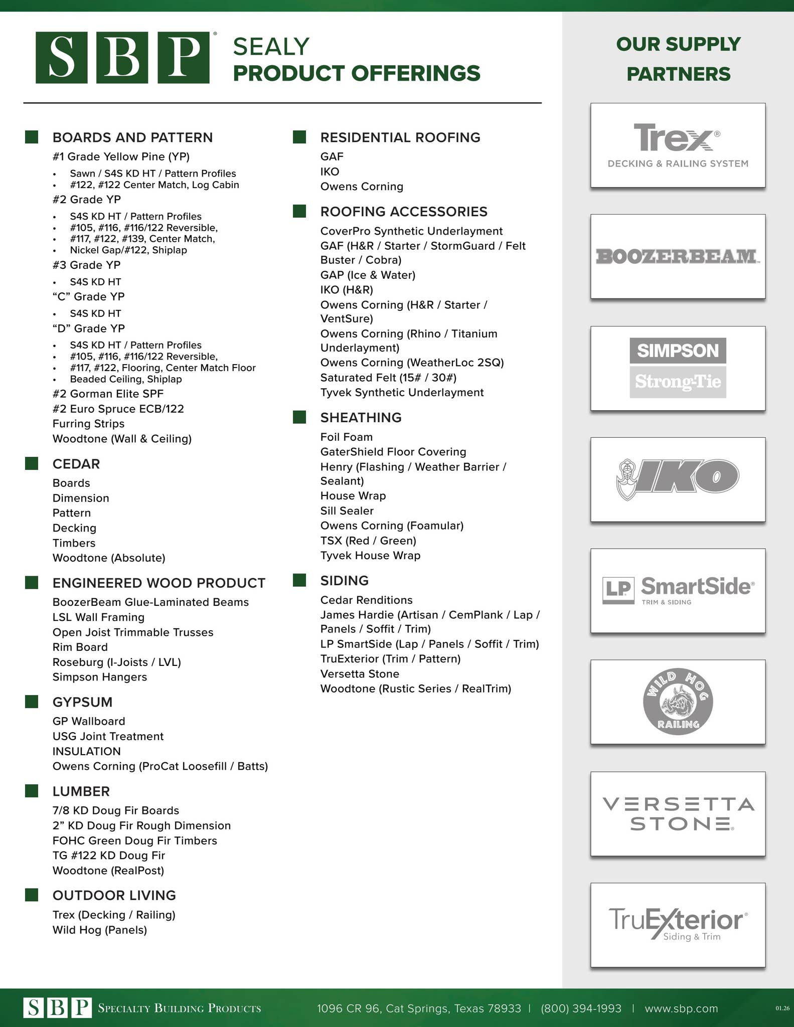 SBP Branch Line Card - Sealy by Specialty Building Products - Issuu