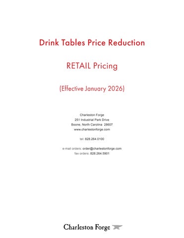 RETAIL Drink Tables Price Reduction - Jan 2026 by Charleston Forge - Issuu
