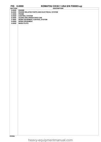 PARTS MANUAL - KOMATSU CK30-1 USA (US) SKID STEER LOADER SN F00003-Up ...