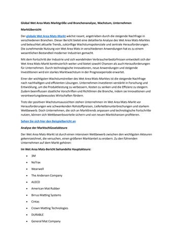 Global Wet Area Mats Marktgröße und Branchenanalyse, Wachstum ...