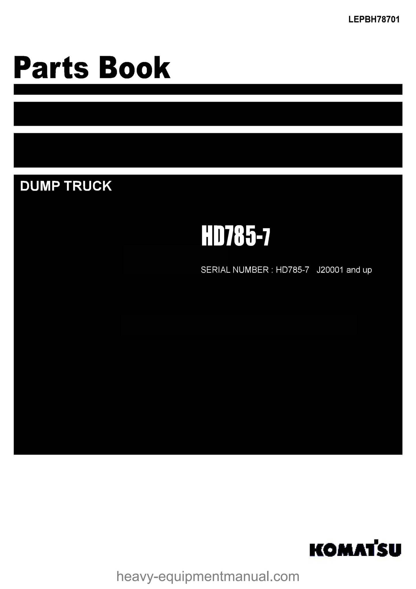 Parts Manual - Komatsu HD785-7 (Indonesia) Dump Truck by Heavy ...
