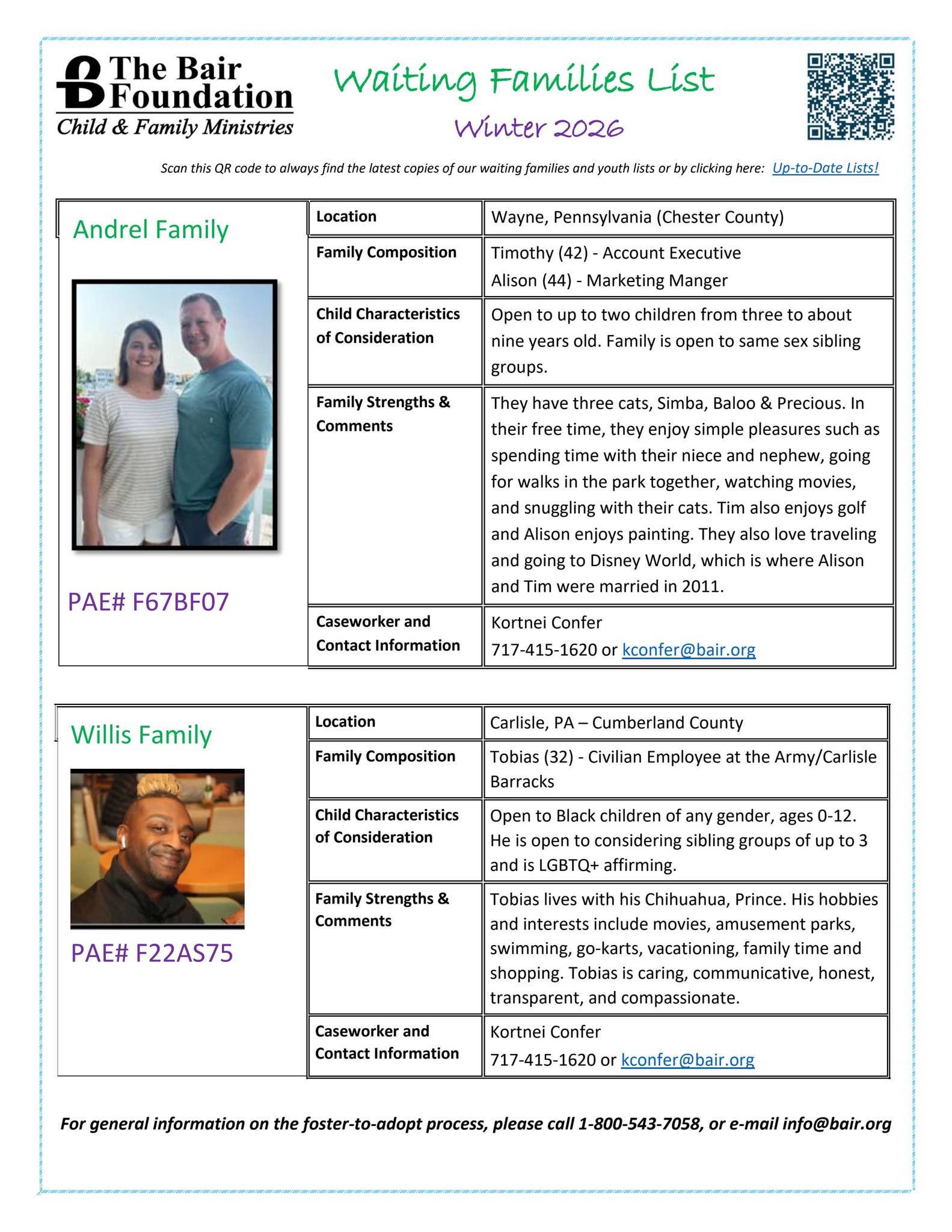 Bair Foundation Waiting Families List Winter 2026 by The Bair ...