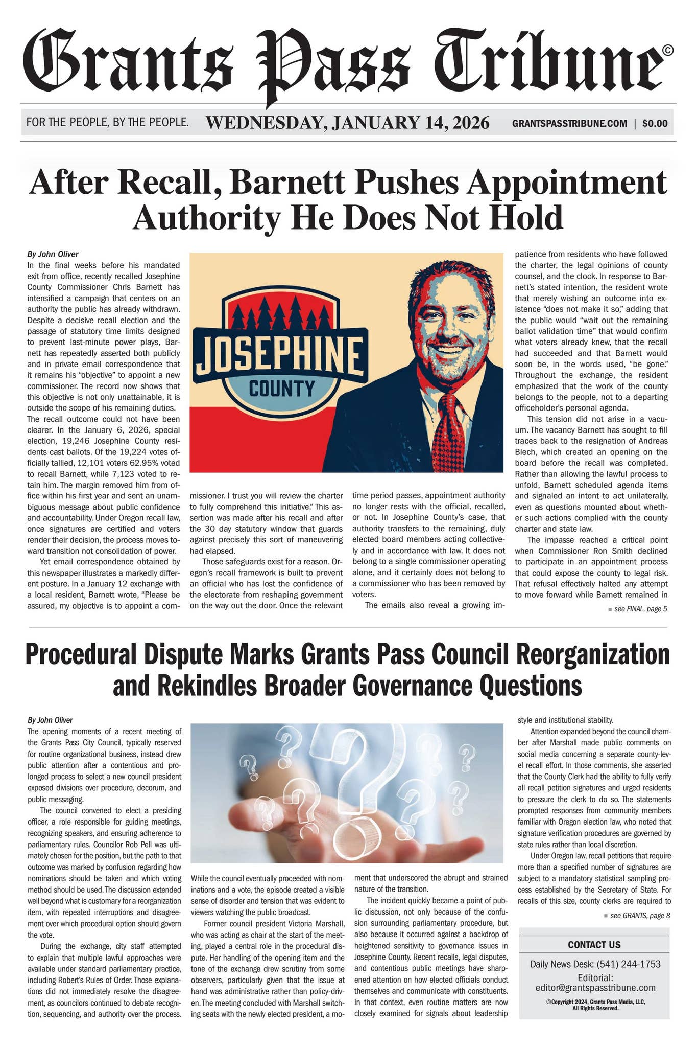 Grants Pass Tribune - Wed. January 14, 2026 by Grants Pass Tribune - Issuu