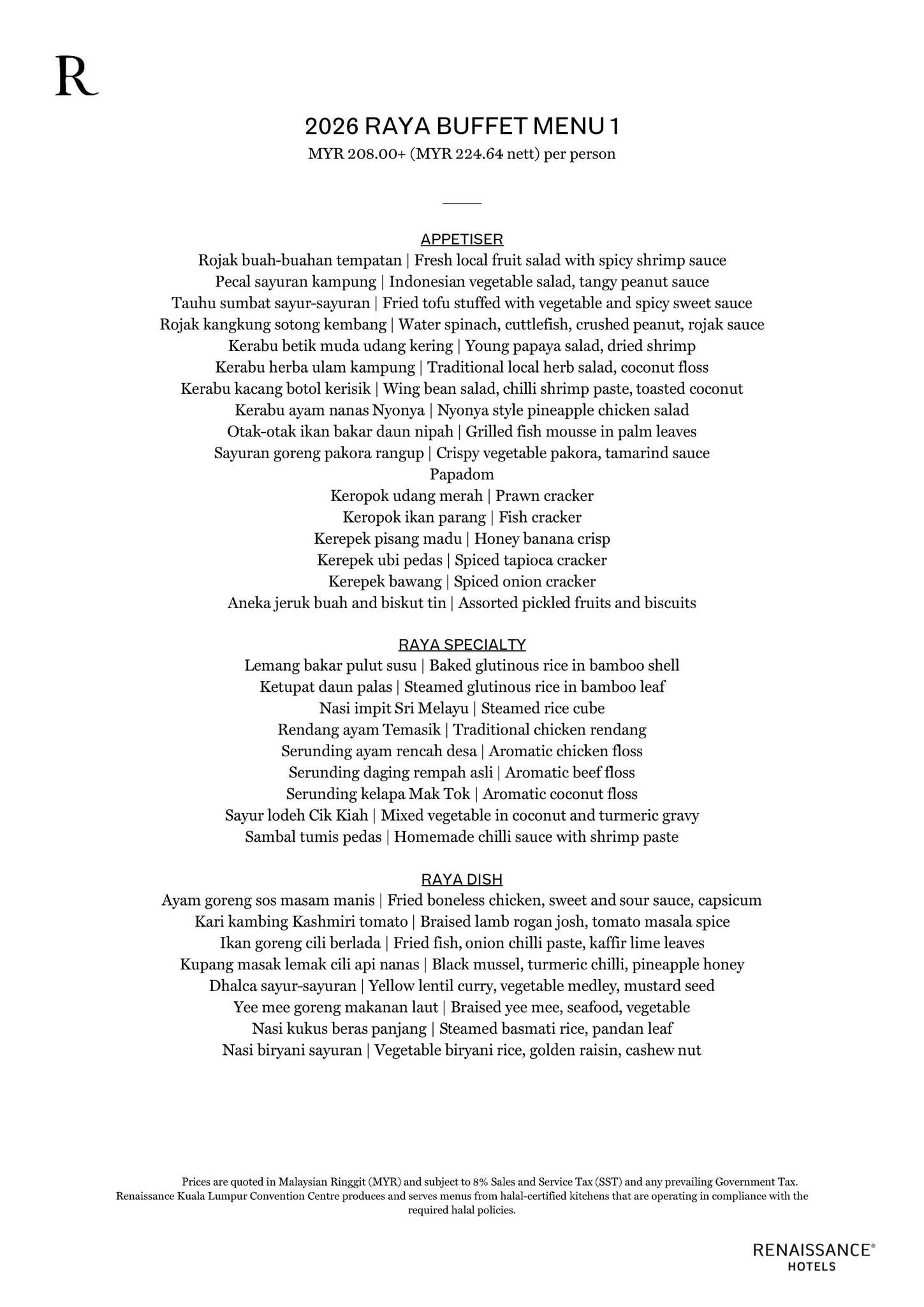 Menu: 2026 Eid Open House Raya Package by renaissancekualalumpur - Issuu