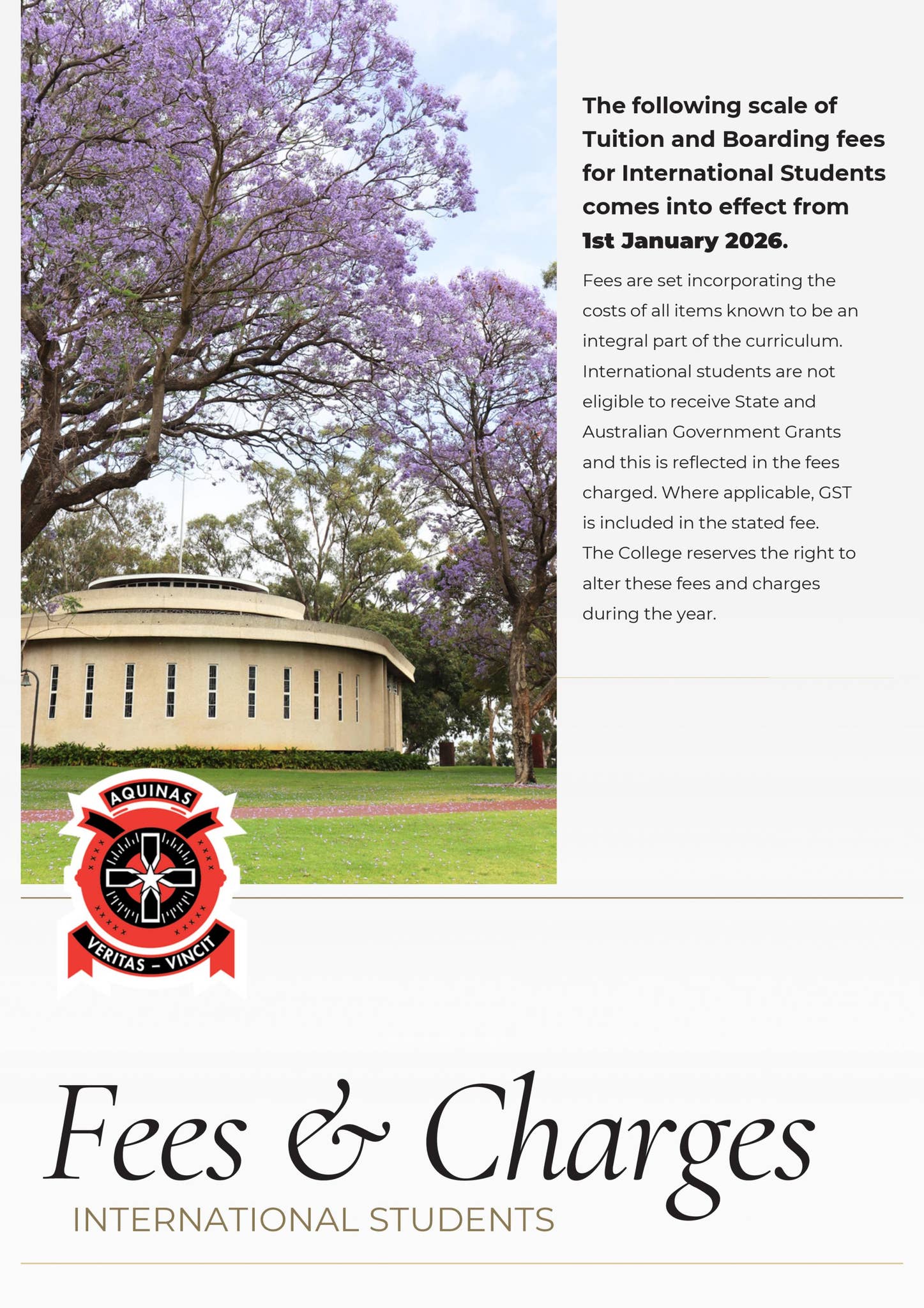 International Fees and Charges Local 2026 by Aquinas College WA - Issuu