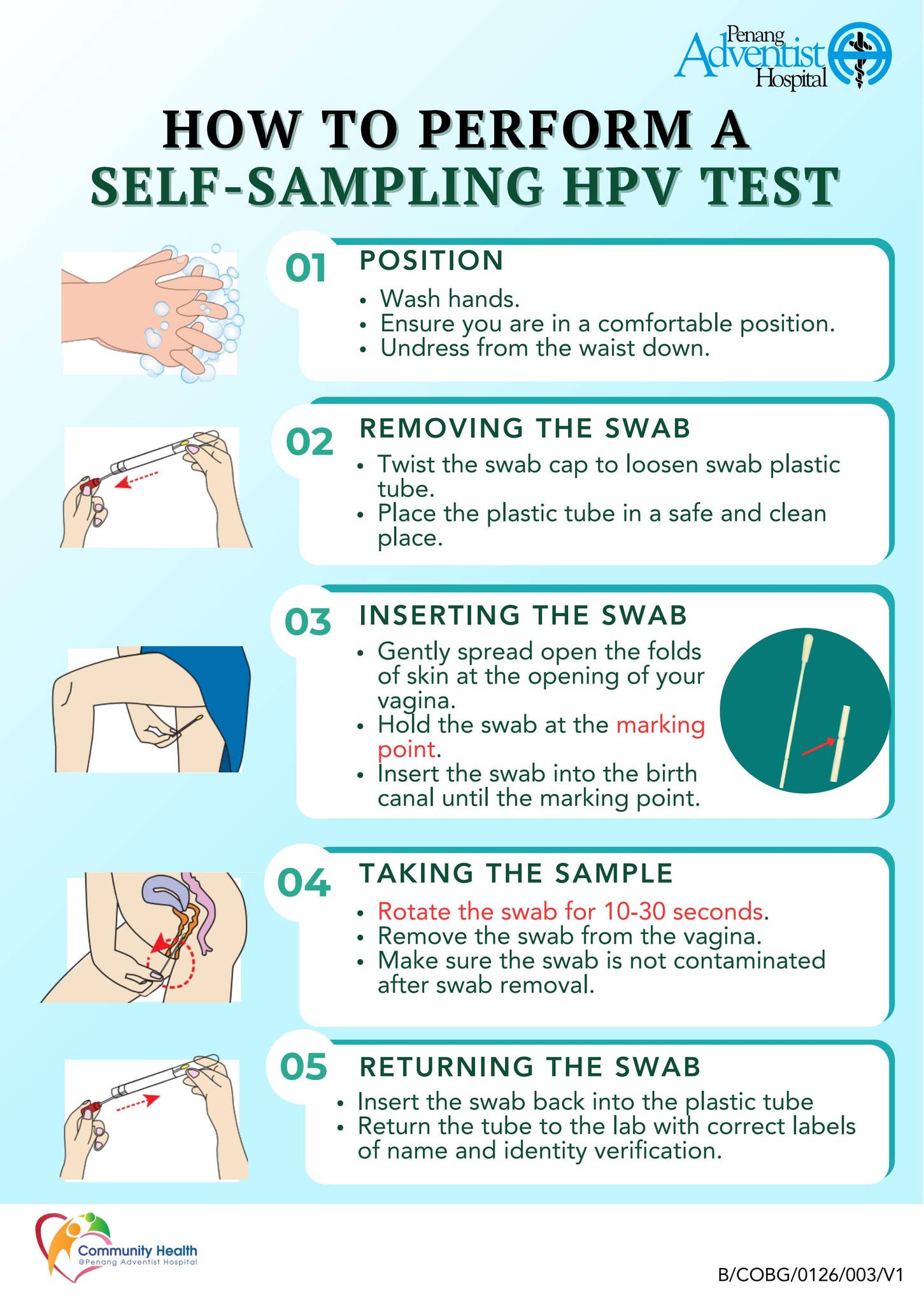 Steps to Perform A Self-Sampling HPV Test by Penang Adventist Hospital ...