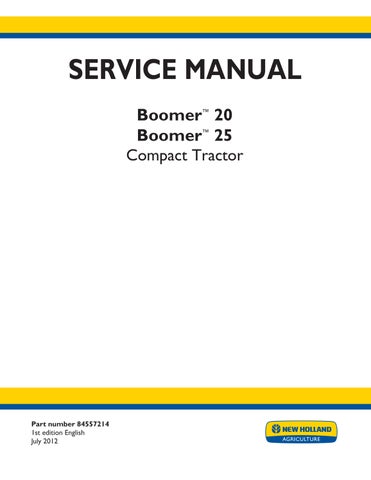 Service Manual - New Holland 25 Compact Tractor 84557214 by Heavy ...