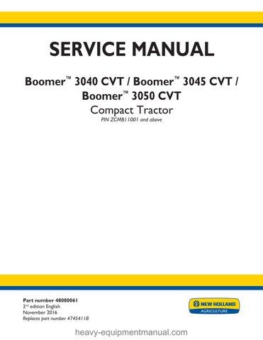 Service Manual - New Holland 3045 CVT Compact Tractor 48080061 by Heavy ...
