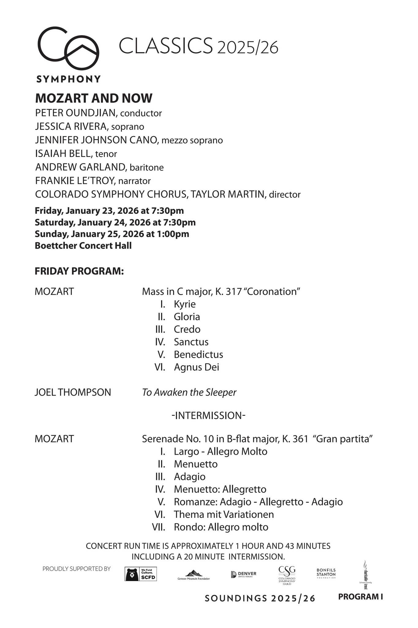 Program: Mozart & Now with Peter Oundjian by Colorado Symphony - Issuu
