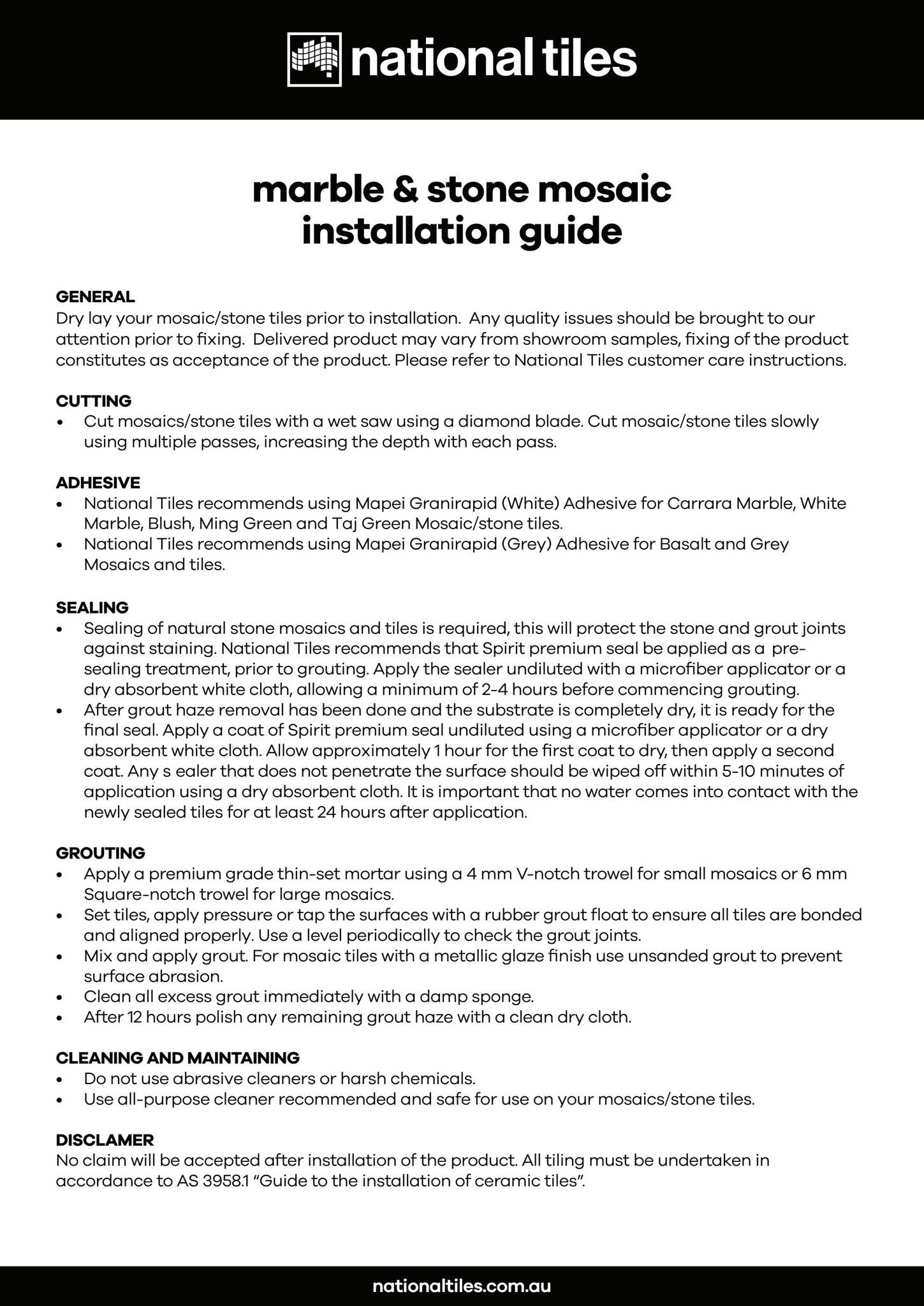 Marble & Stone Mosaic Installation Guide by nationaltiles - Issuu