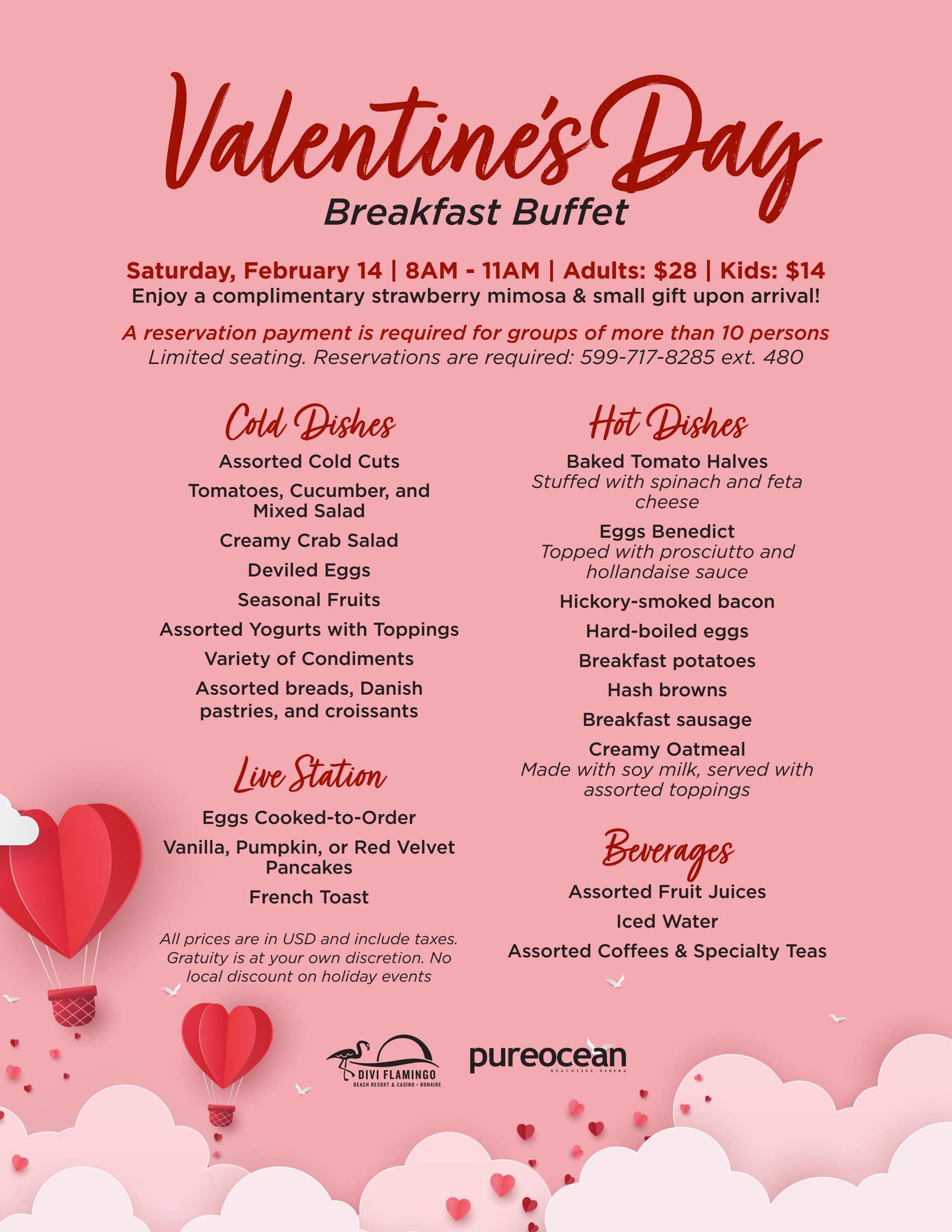 Valentine's Day Breakfast Buffet - Divi Flamingo, pureocean by Divi ...