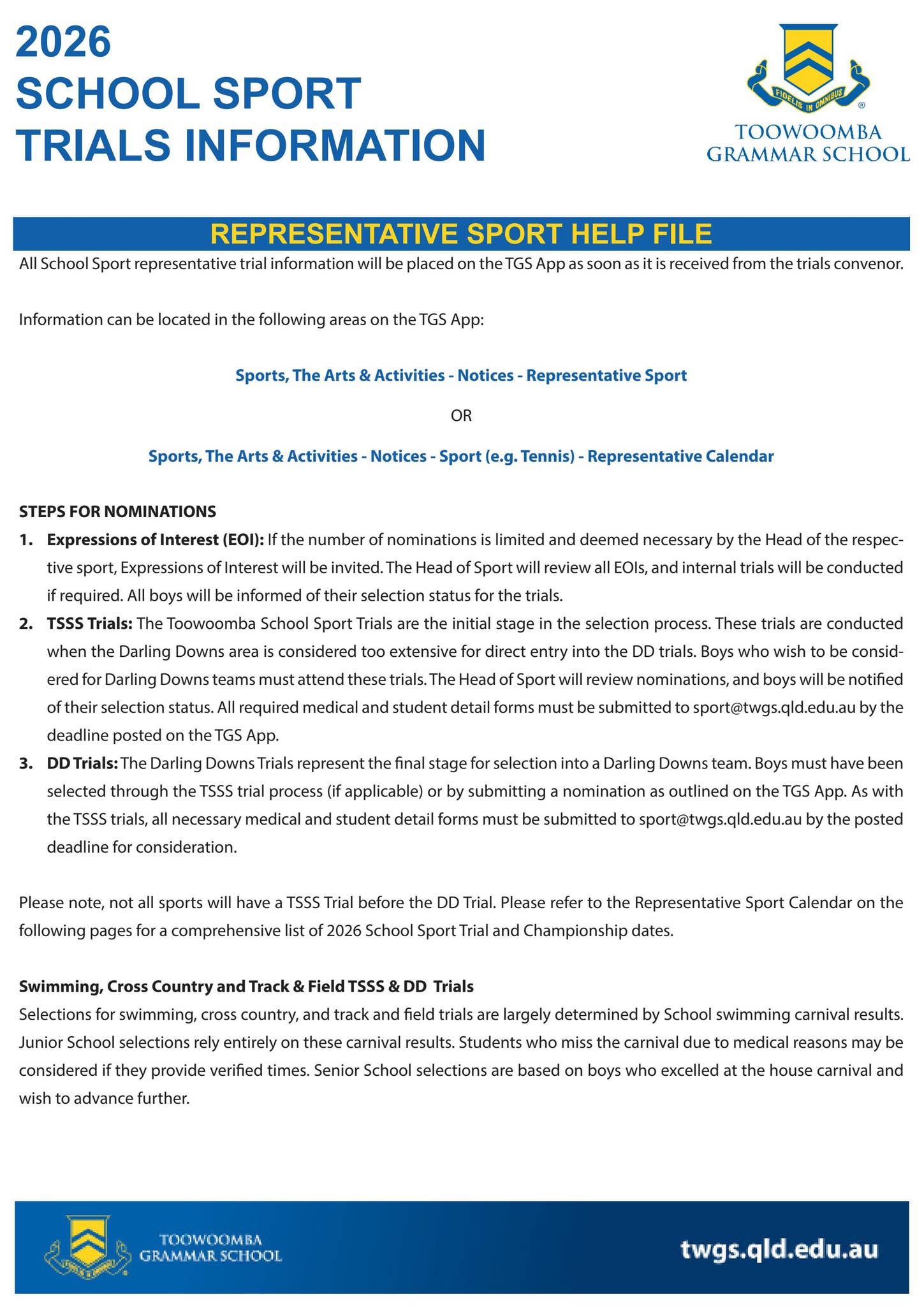 2026 Representative Information & Calendar by toowoombagrammarschool ...