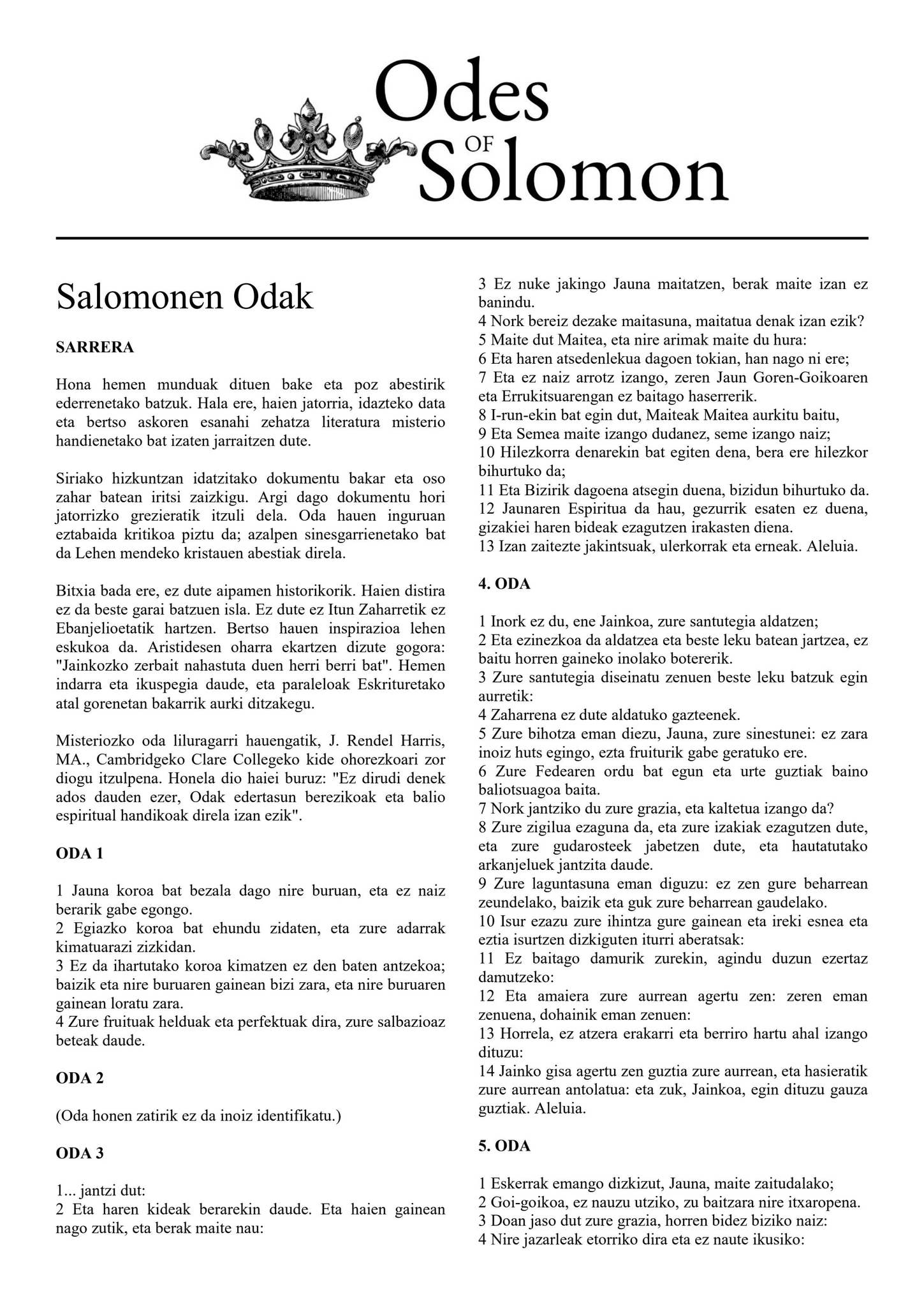 Basque - Odes of Solomon the King of Israel by Filipino Tracts and ...