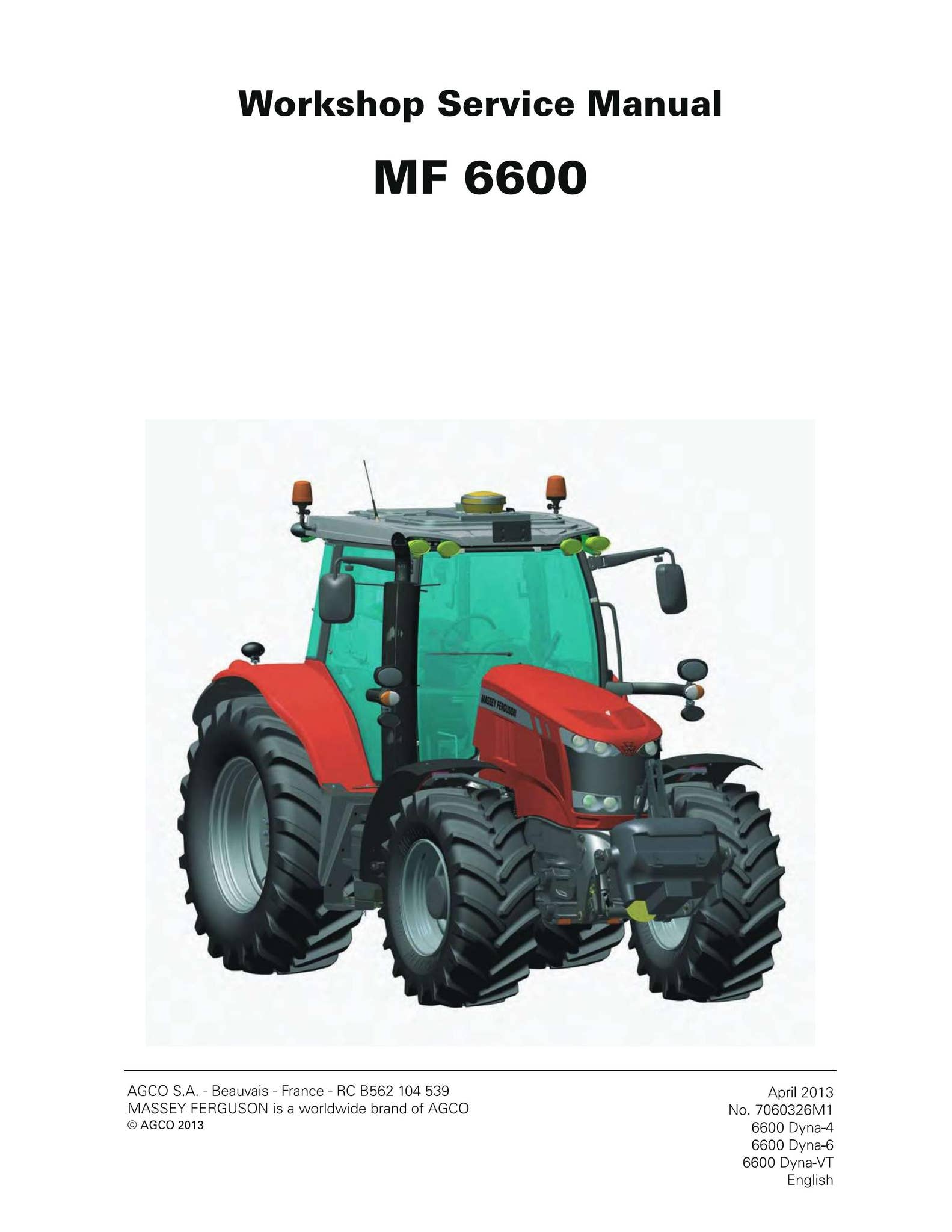 Service Manual - Massey Ferguson 6612 6613 6614 6615 6616 Tractor Pdf ...