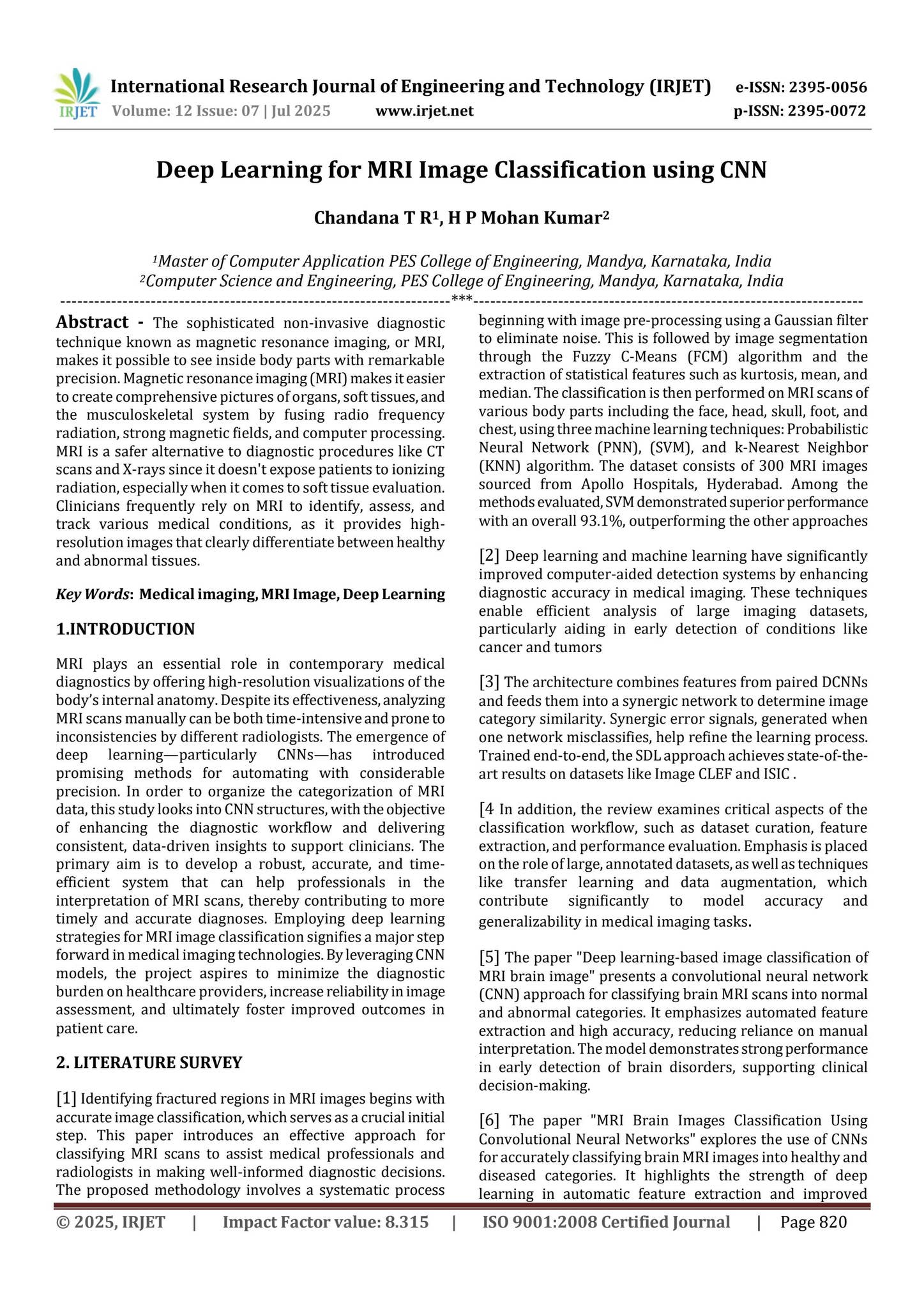 Deep Learning for MRI Image Classification using CNN by IRJET Journal ...