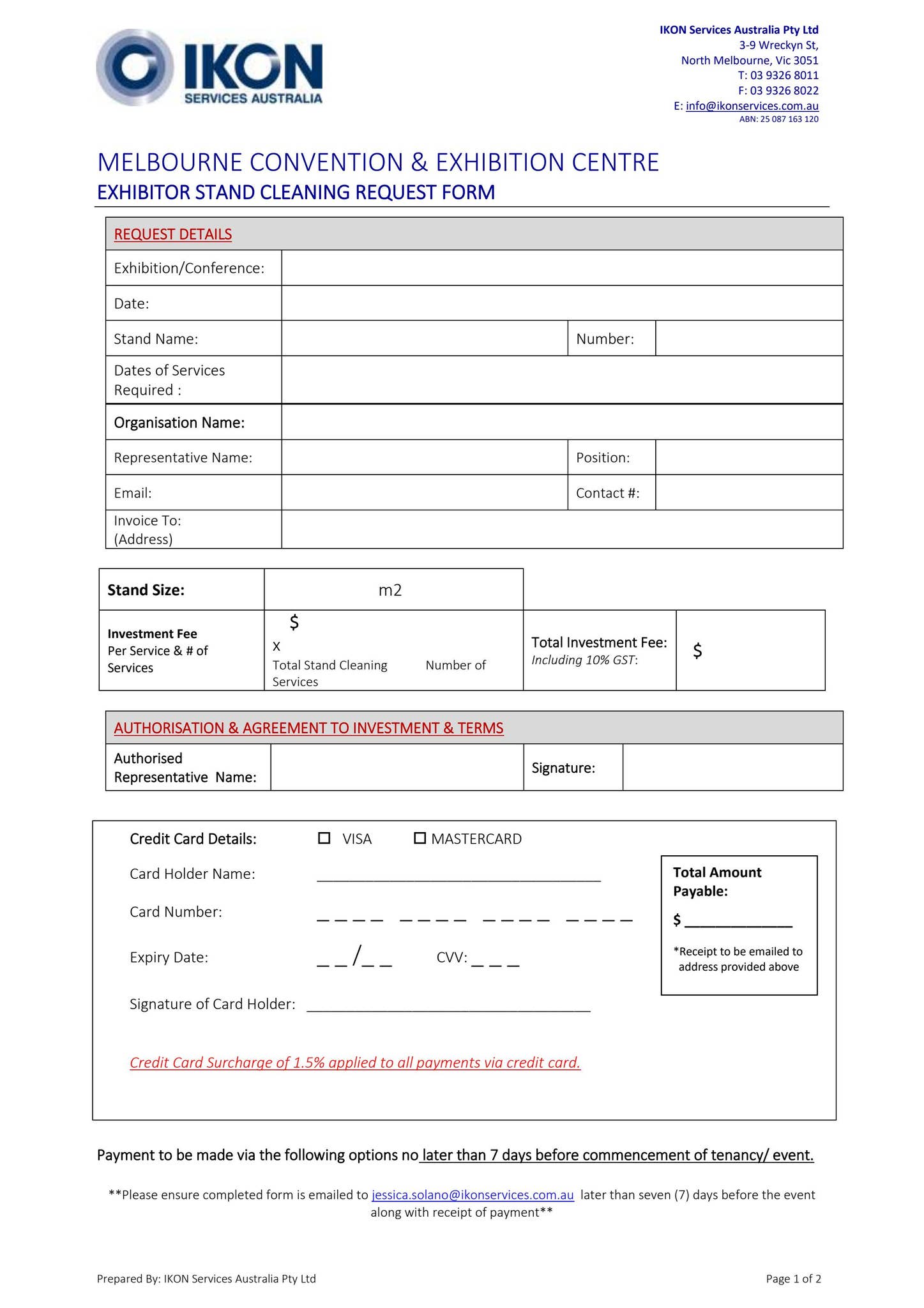 IKON Exhibition Stand Cleaning Request 2025 by Melbourne Convention and ...
