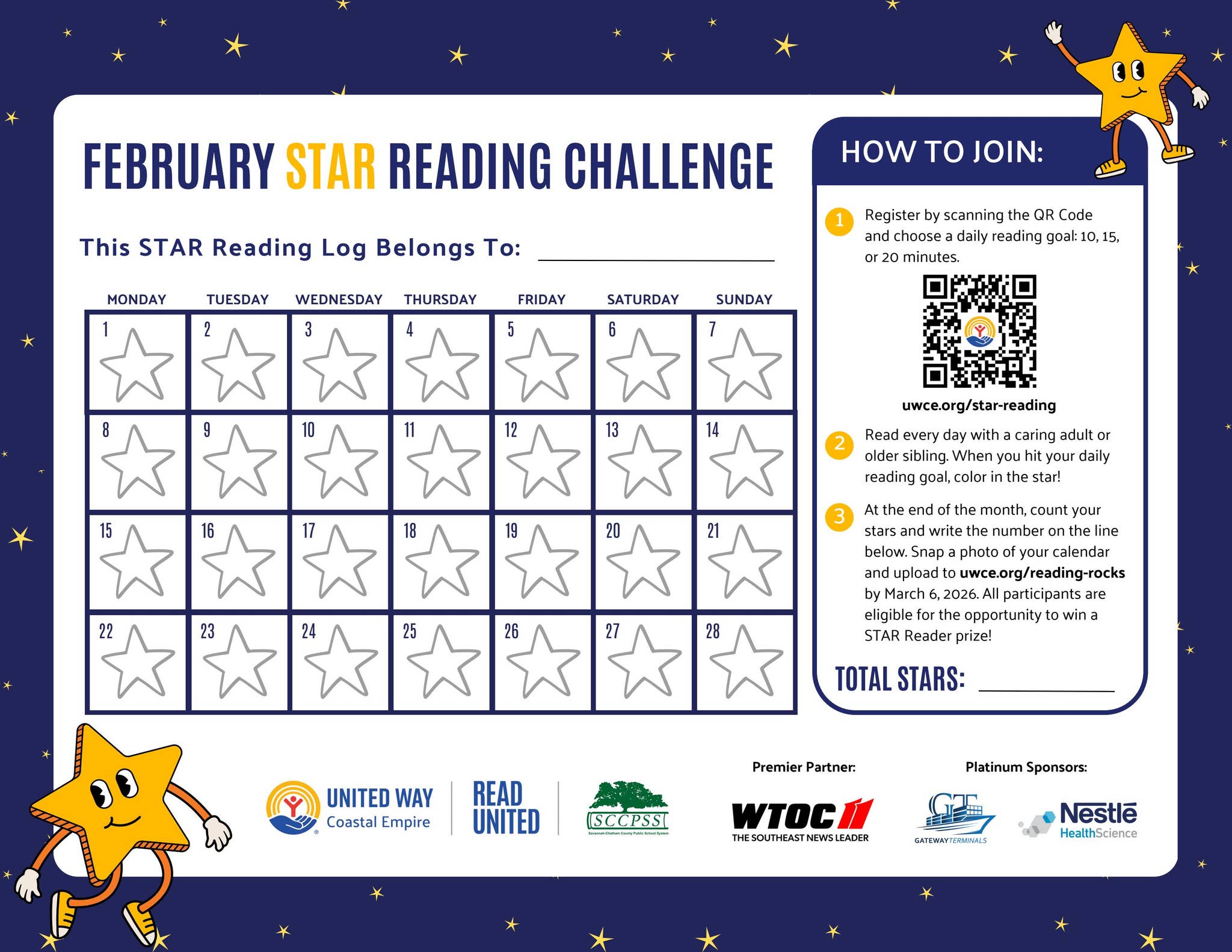SCCPSS Star Reading Challenge Calendar by United Way of the Coastal ...