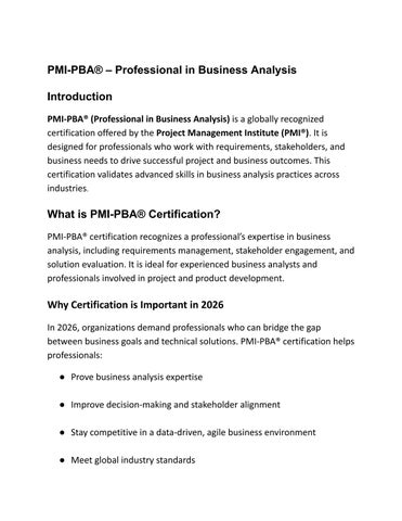 PMI-PBA® Certification: Exam, Fees & Career 2026 by Ashok Kumar - Issuu