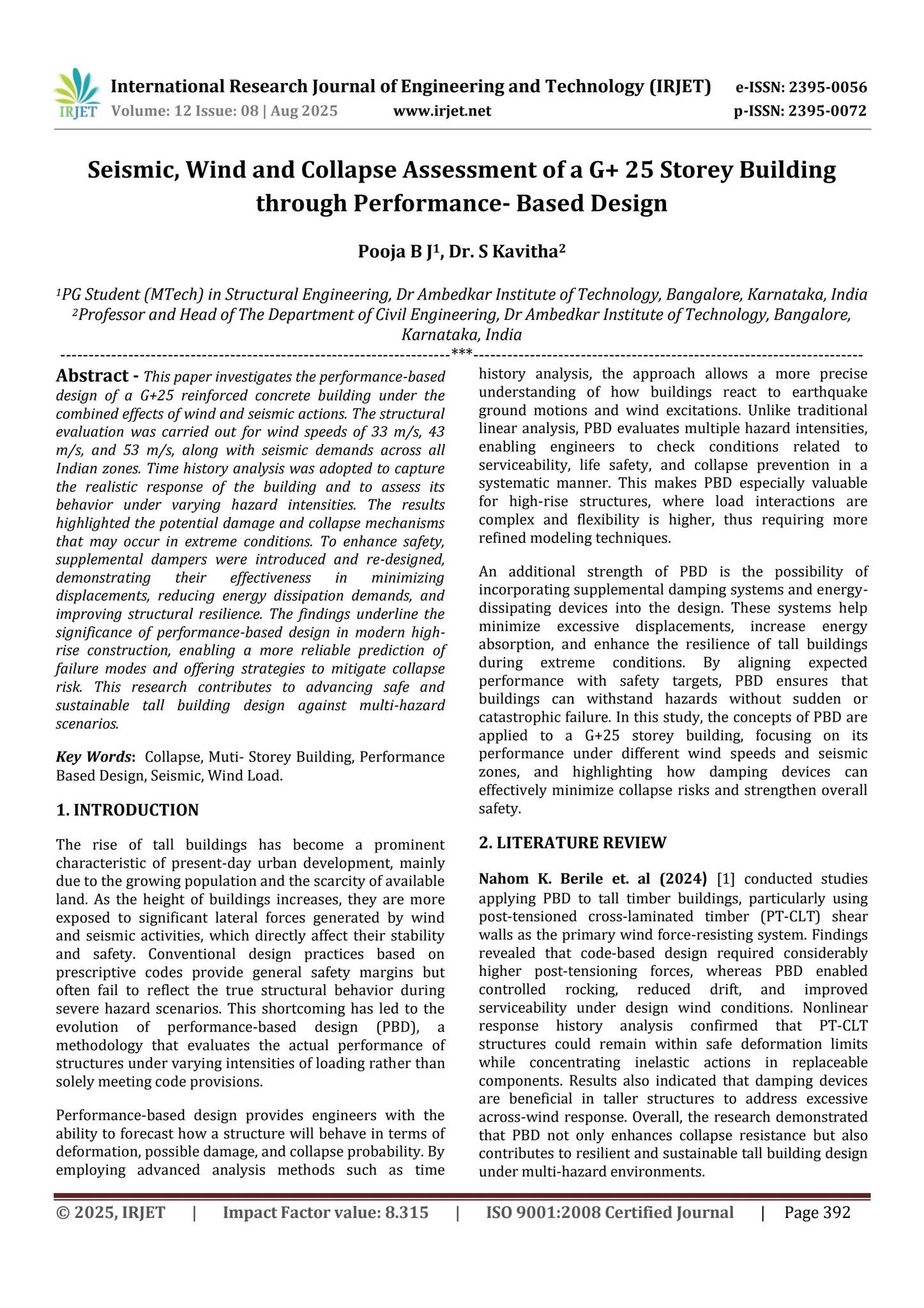 Seismic, Wind and Collapse Assessment of a G+ 25 Storey Building ...