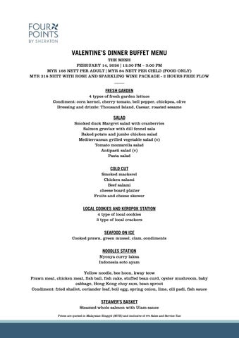 e-Menu: Valentine's Dinner Buffet at The Mesh by Four Points by ...