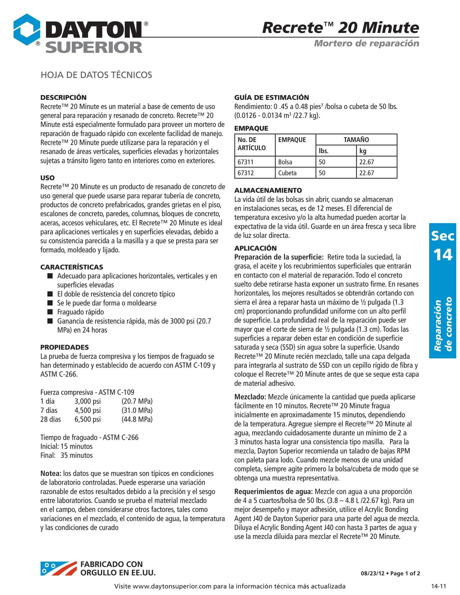 Dayton Superior • Recrete 20 Minute by MATCO Internacional, S.A. - Issuu