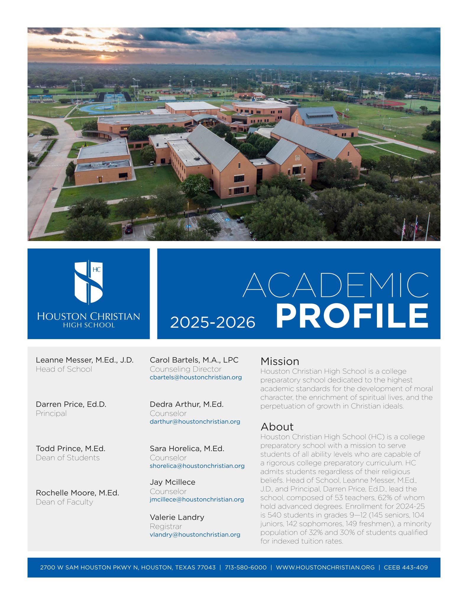 Houston Christian High School Academic Profile by Houston Christian ...