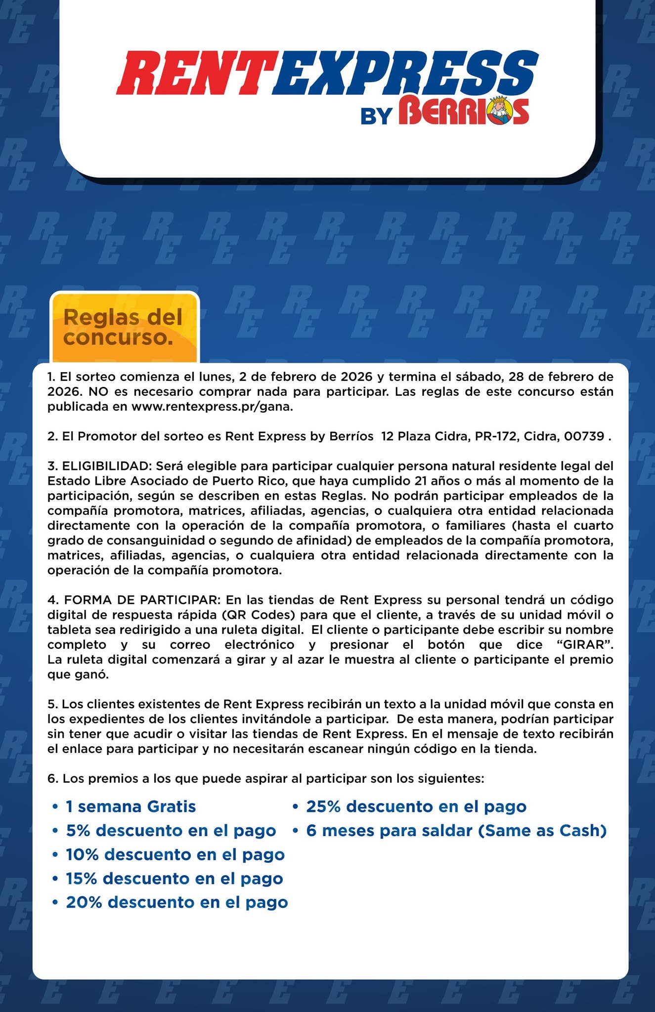 Reglas del Concurso | Rent Express by Empresas Berríos, Inc. - Issuu