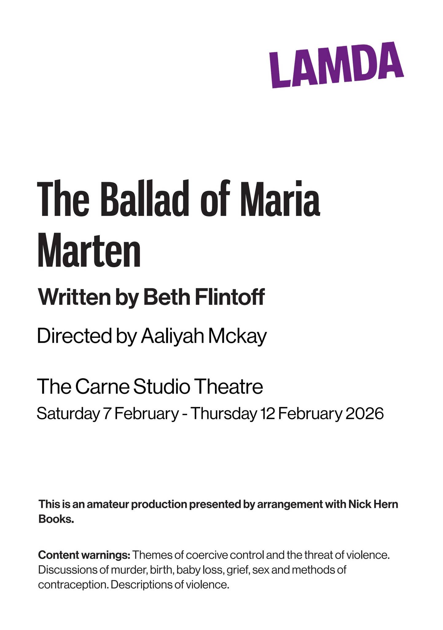 The Ballad of Maria Marten (Cast Sheet) by LAMDA - Issuu
