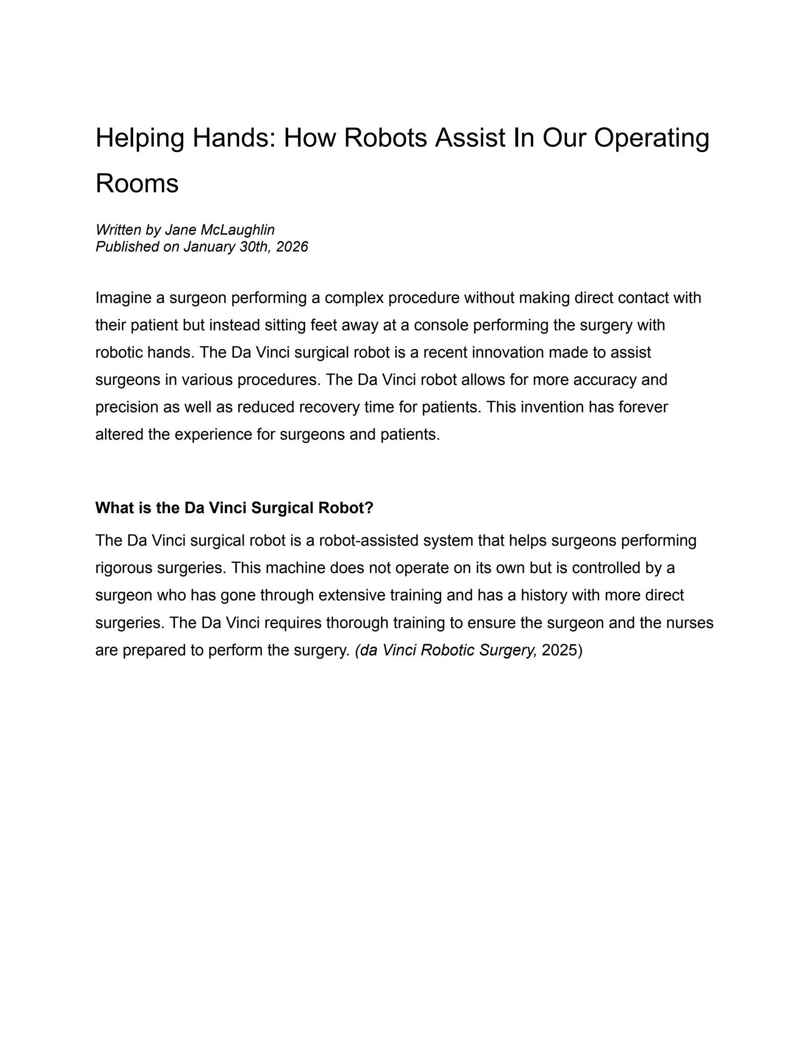 The DaVinci Surgical Robot by Foundation Academy - Issuu