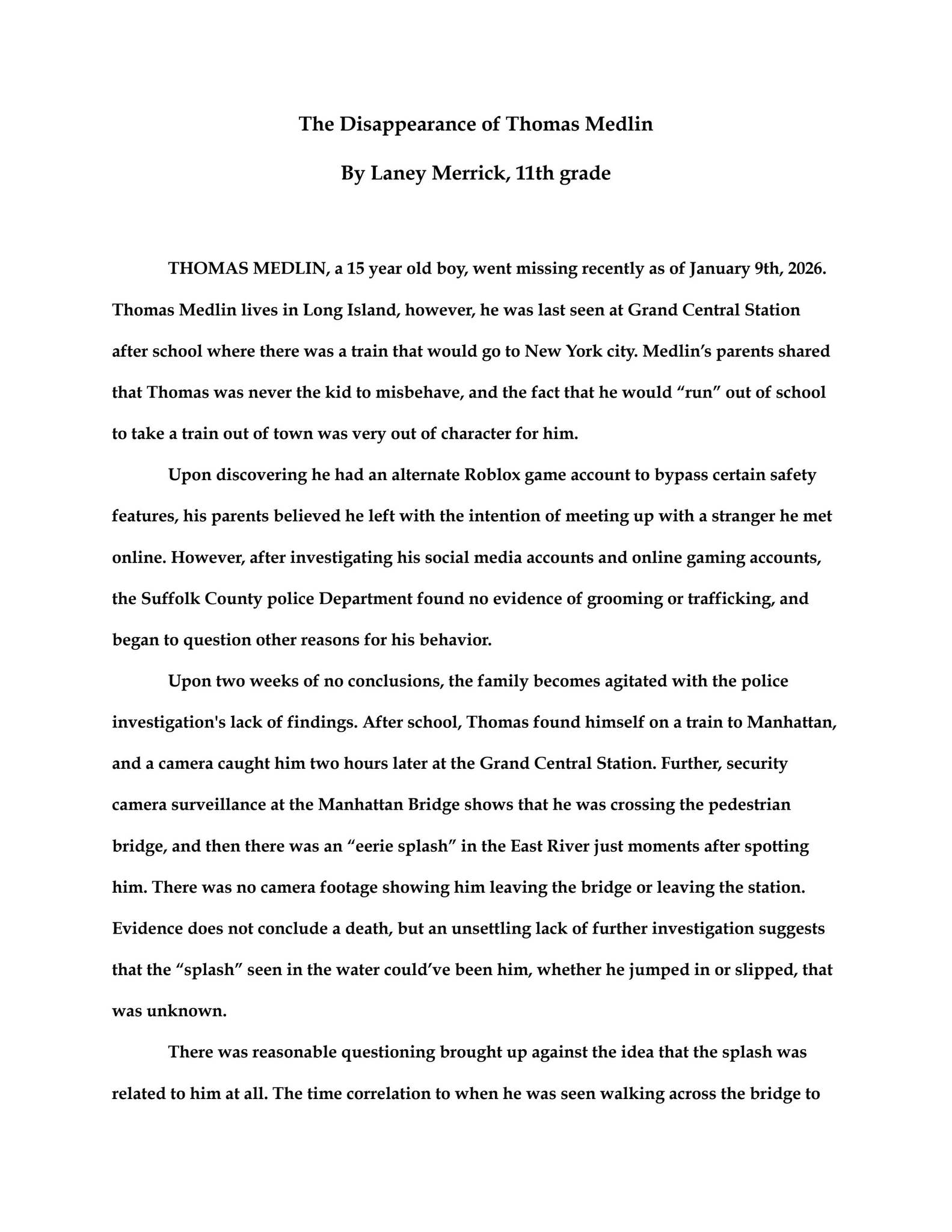 The Disappearance of Thomas Medlin (1) by Foundation Academy - Issuu