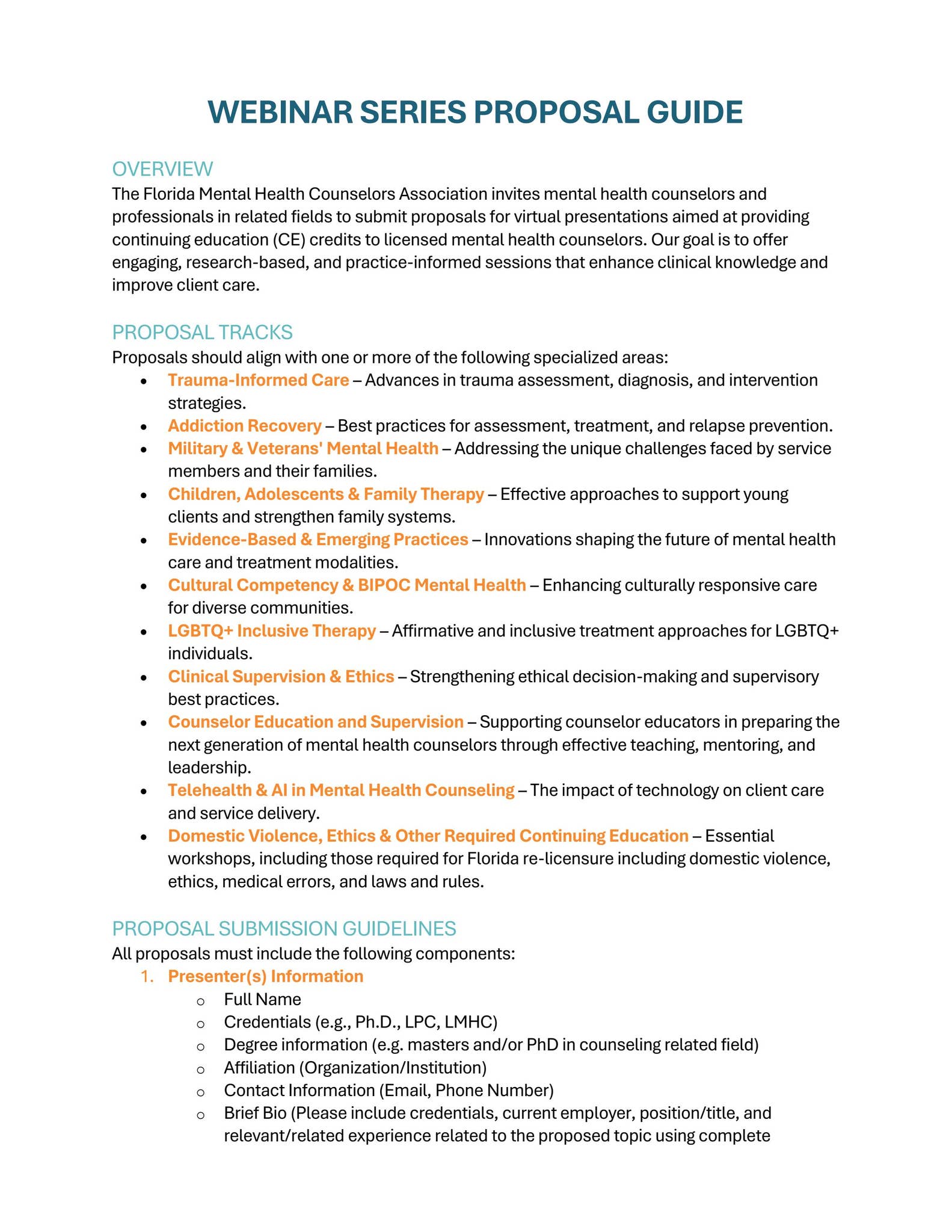 FMHCA Webinar Proposal Guide by FMHCA - Issuu