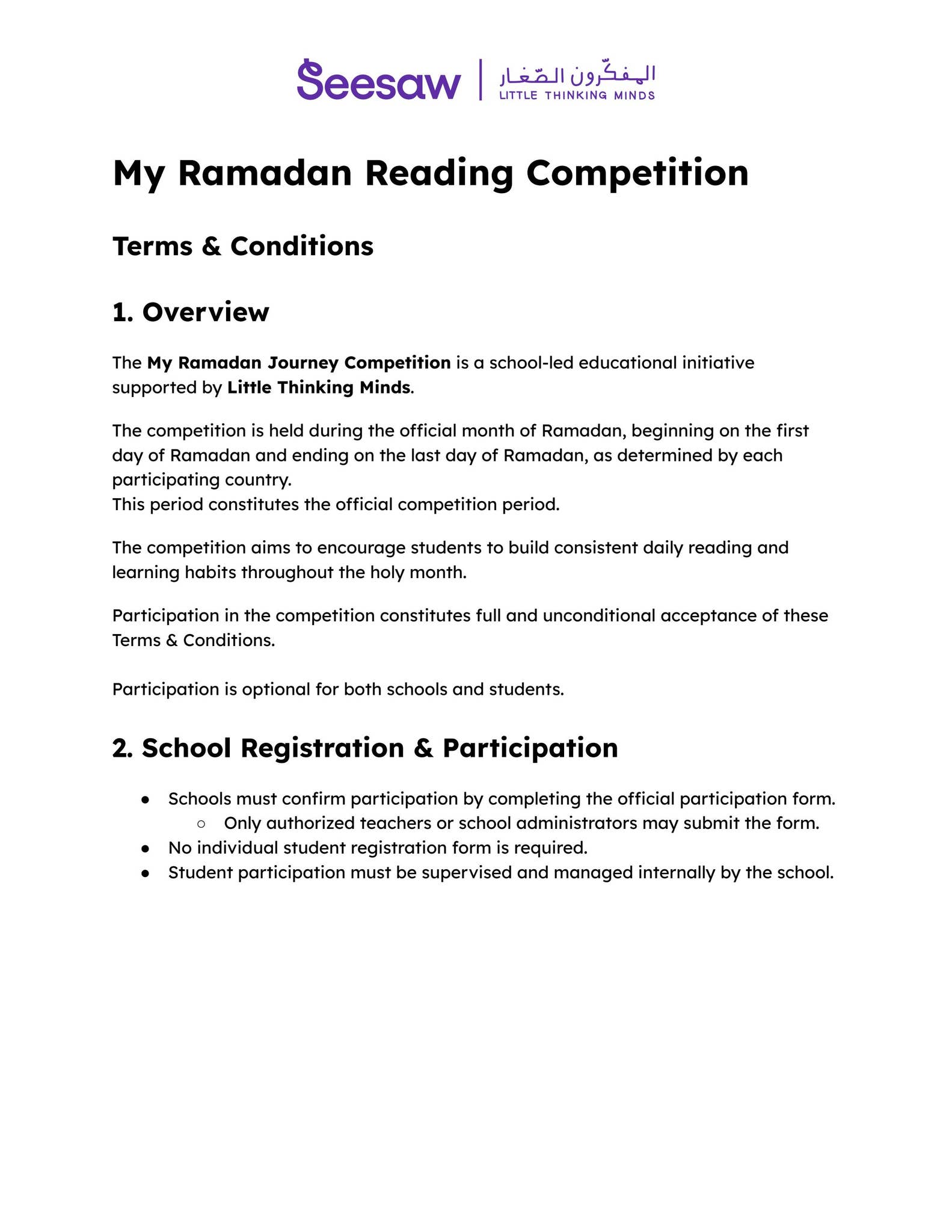 Ramadan Reading Competition - Rules and Regulations (English) by ...