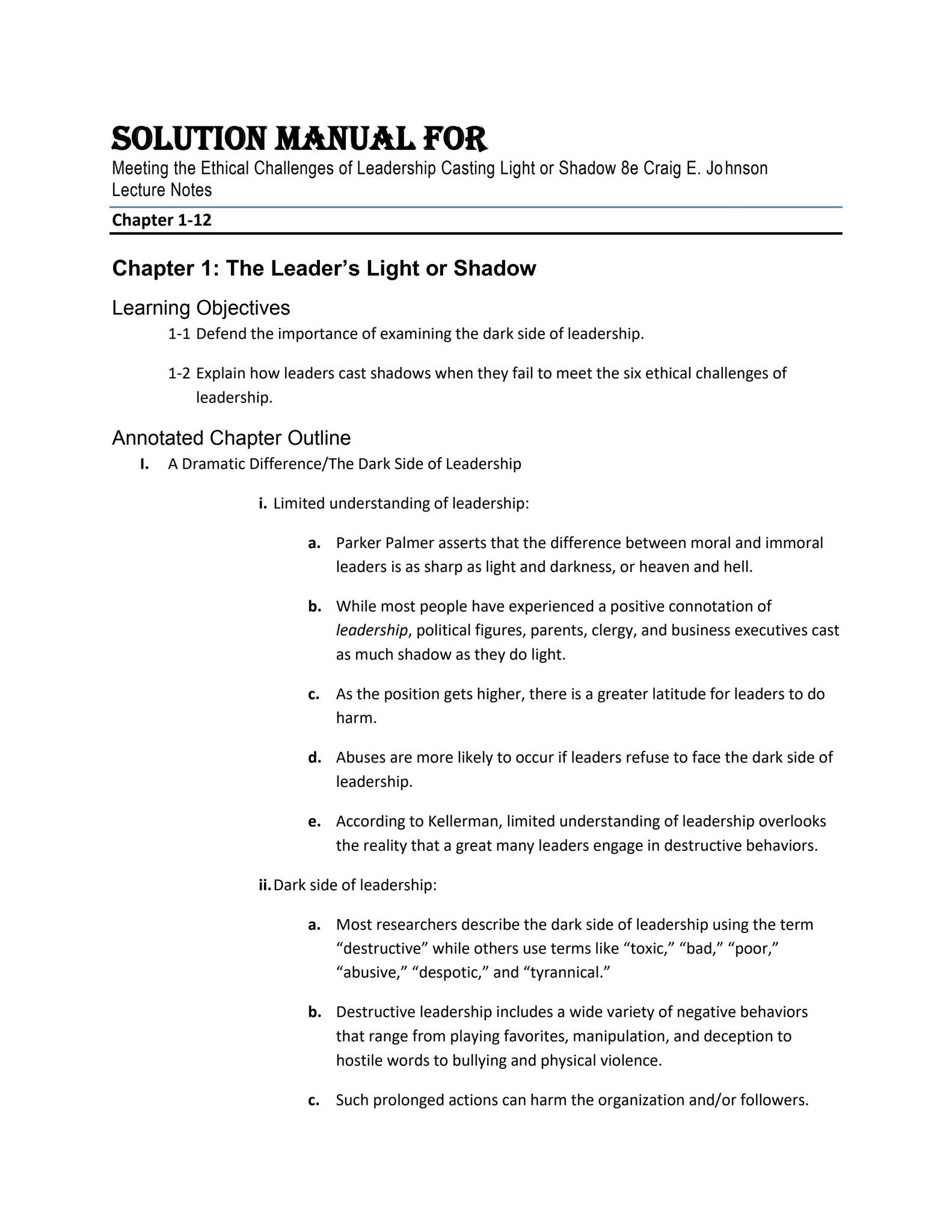 Solution Manual For Meeting the Ethical Challenges of Leadership ...