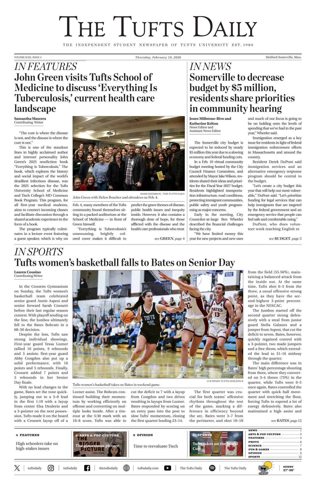 The Tufts Daily - Thursday, February 19, 2026 by The Tufts Daily - Issuu