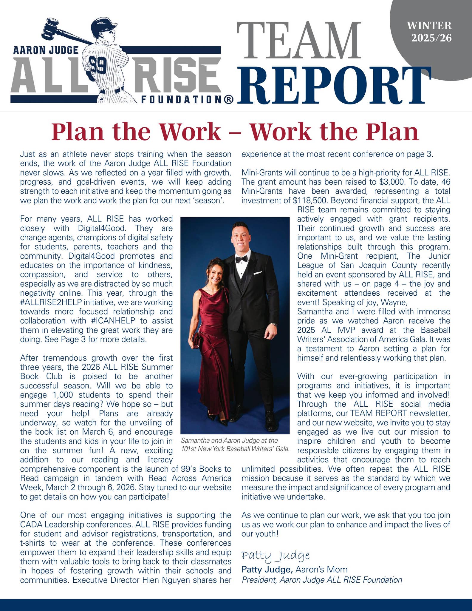 Aaron Judge ALL RISE WINTER Team Report February 2026 by ALL RISE ...