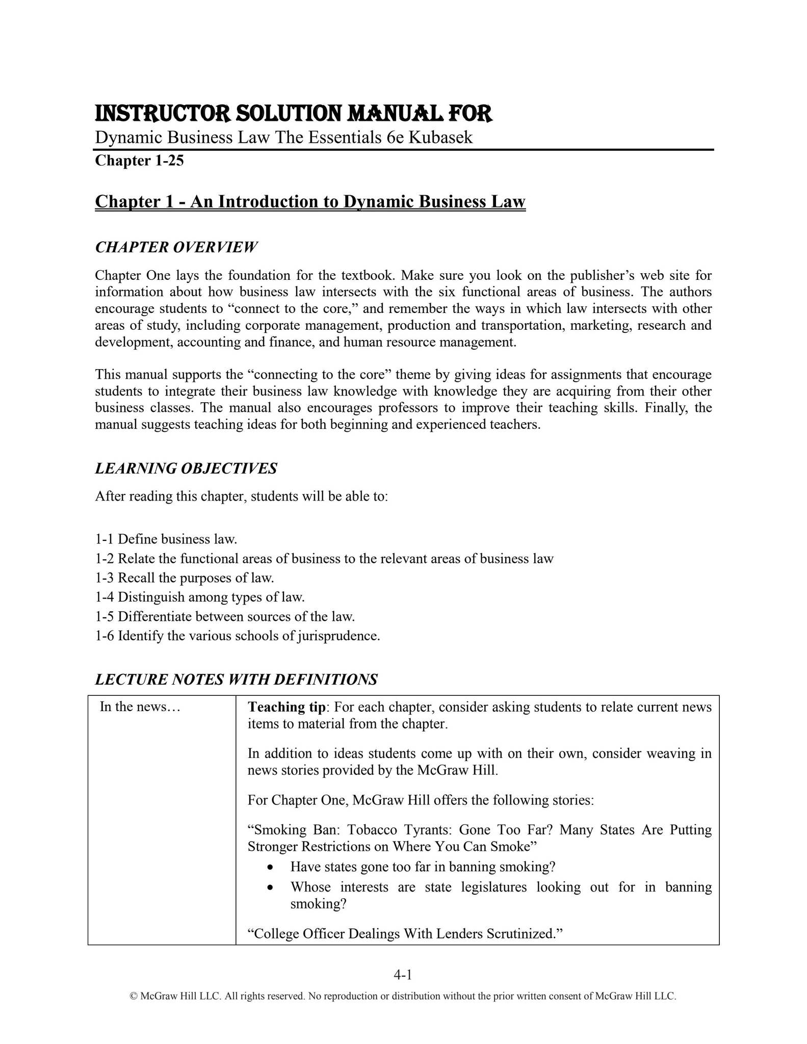 Solution Manual For Dynamic Business Law The Essentials 6e Kubasek (1 ...
